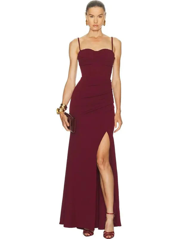 PatBO Mystique Crepe Gown - Dark Red