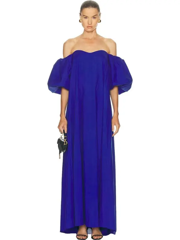 Caroline Constas Palmer Off-shoulder Gown - Sea Blue