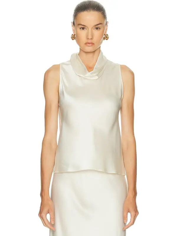 LESET Barb Sleeveless Cowl Neck Top - Creme