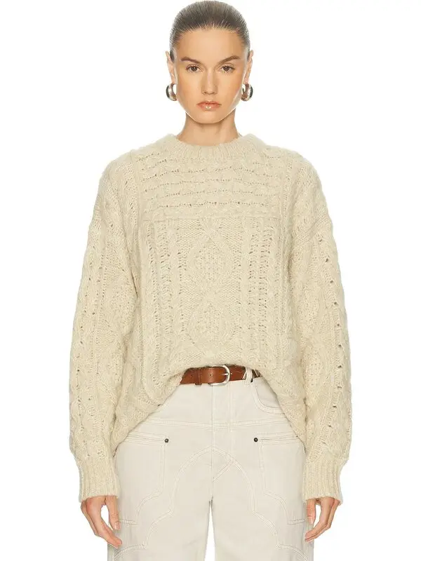 Isabel Marant Deotille Cable Knit Sweater - Beige