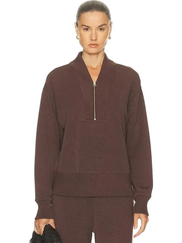 Varley Sally Half Zip Sweater - Coffee Bean Marl