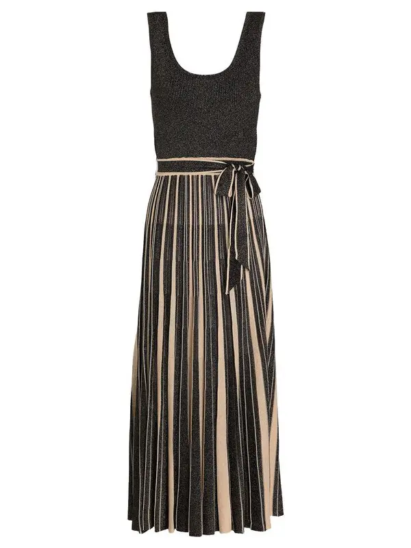 Zimmermann Metallic Striped Ribbed-knit Midi Dress - Black