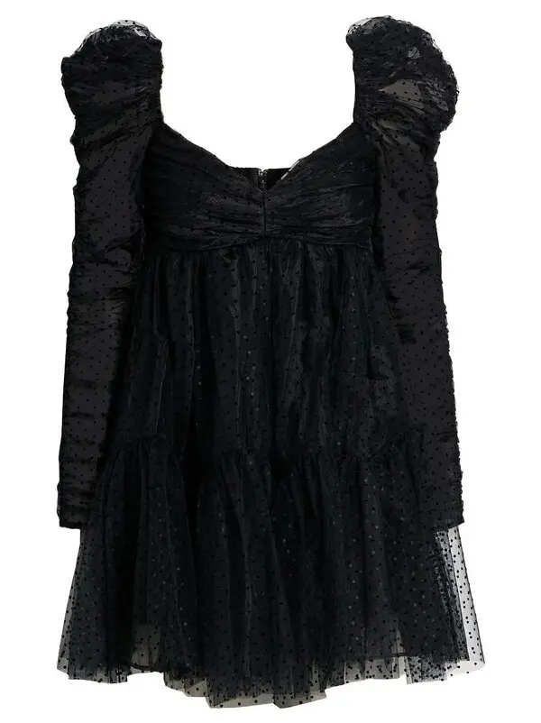 Zimmermann Polkadot Flocked Tulle Mini Dress - Black
