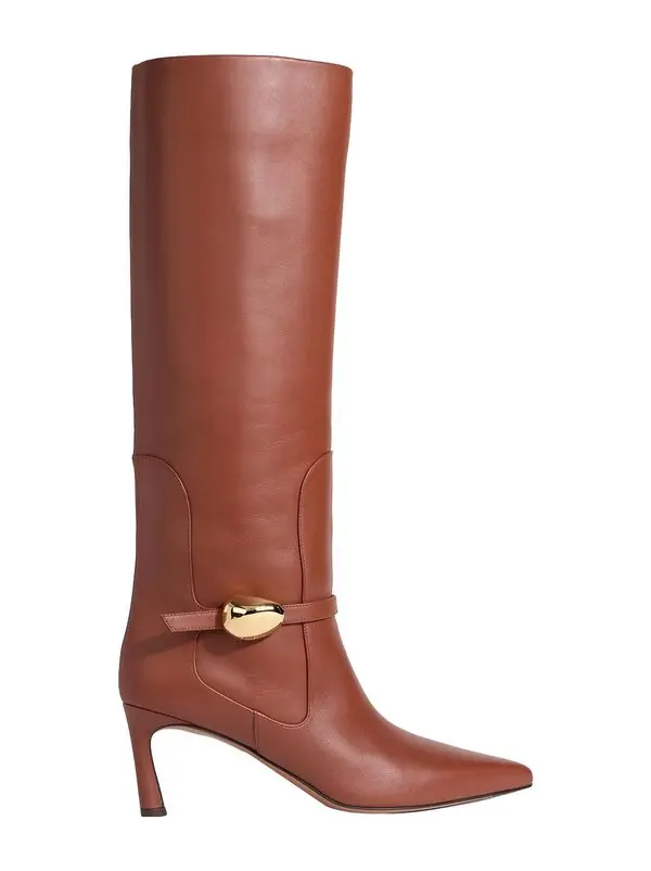 Zimmermann Embellished Leather Knee Boots - Tan