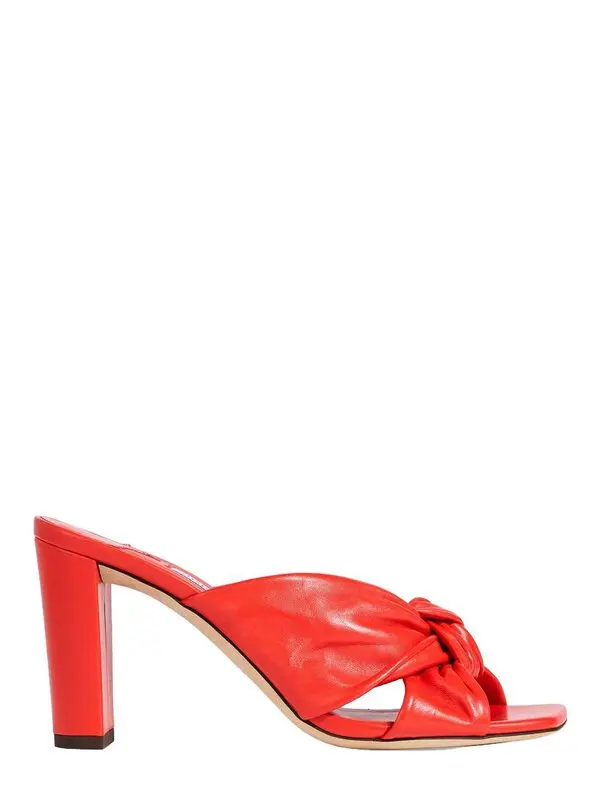 JIMMY CHOO Avenue 85 Knotted Mules - Tomato Red