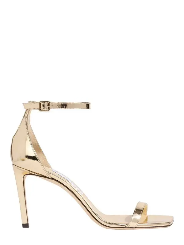JIMMY CHOO Alva 85 Mirrored-leather Sandals - Gold