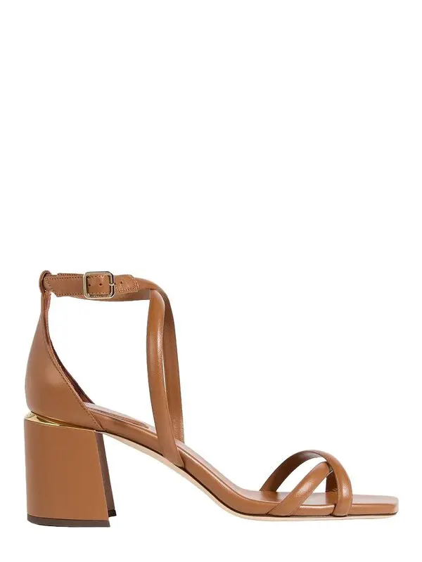 JIMMY CHOO Rhea 65 Leather Sandals - Light Brown