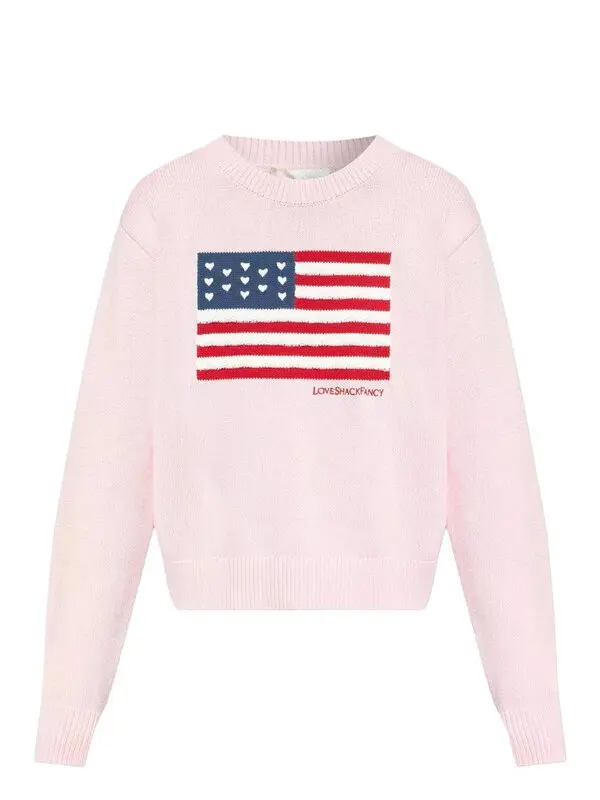 LoveShackFancy Flag-knit Sweater - Pink