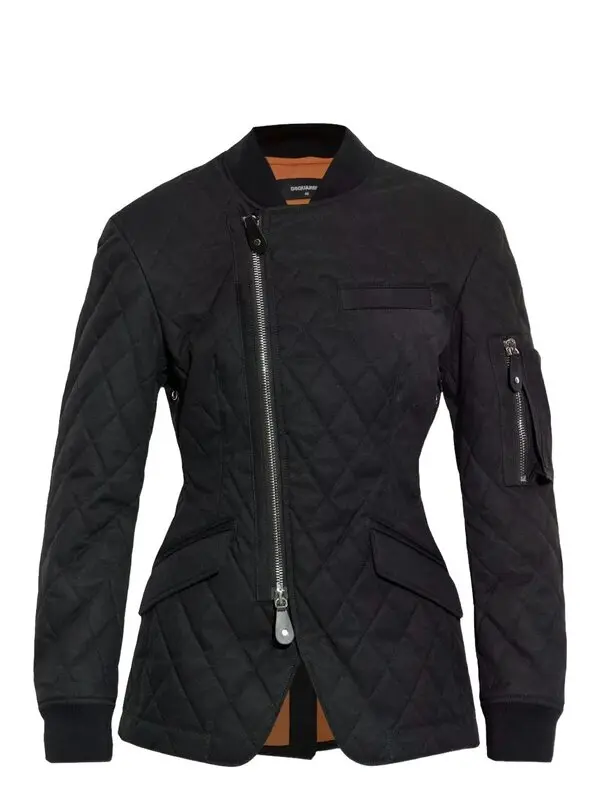 Dsquared2 Quilted Asymmetric-zip Jacket - Black