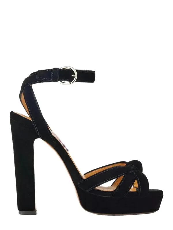 Ralph Lauren 125mm Arding Knotted Velvet Platform Sandals - Black