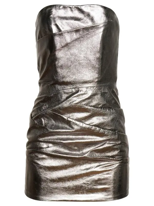 Attico Mini Mirror Leather Dress - Silver