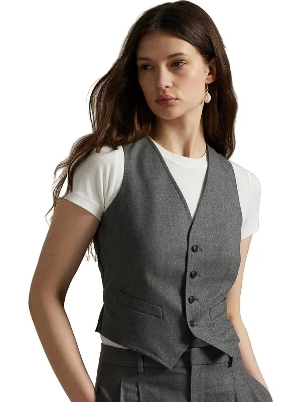Ralph Lauren Wool-blend Buttoned Vest - Medium Grey Melange