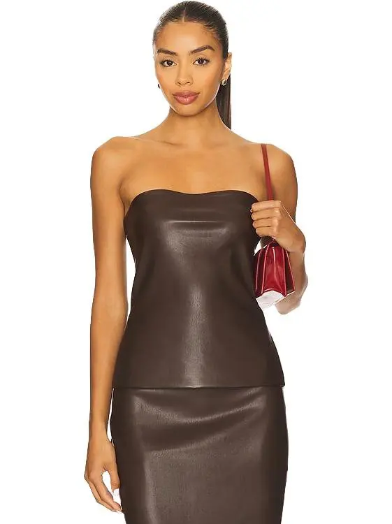 Susana Monaco Faux Leather Tube Top - Java