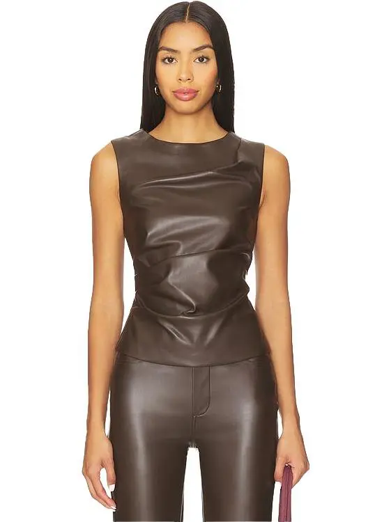 Joe's Jeans Vegan Leather Top - Dark Chocolate