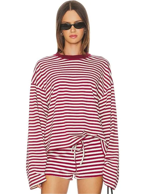 Lioness Bloom Long Sleeve Top - Wine Stripe