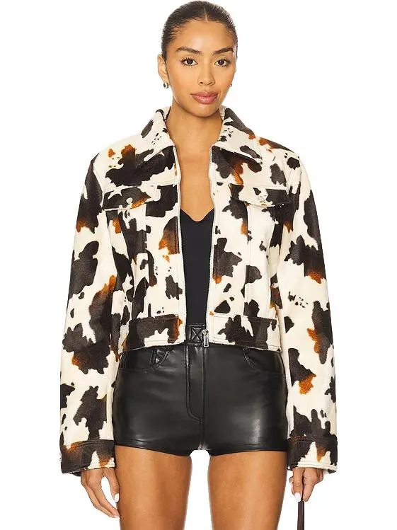 Superdown Leah Cow Print Jacket - Cowhide