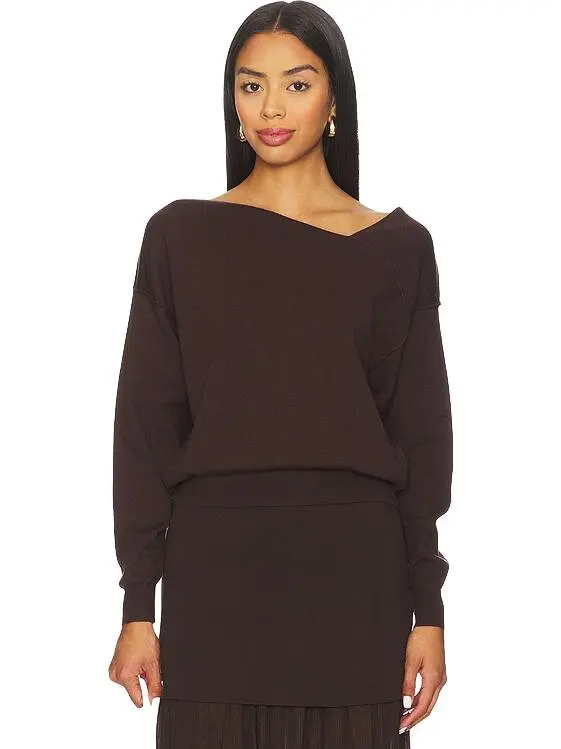 Line & Dot Favorite Off Shoulder Sweater - Brown