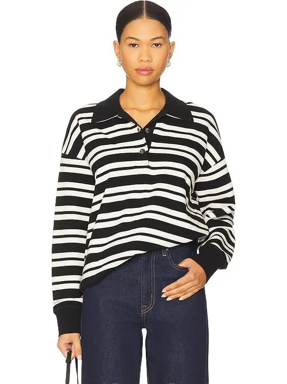 LA LIGNE Striped Howard Polo - Black &cream