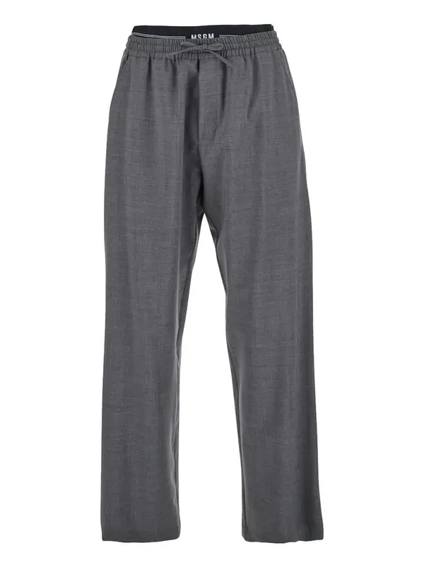 MSGM Wool Stretch Pants - Grey