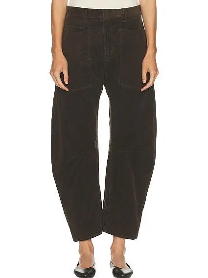 NILI LOTAN Shon Barrel Leg Corduroy Pants - Chocolate Brown