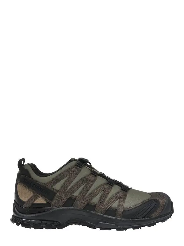 SALOMON Xa Pro 3d Distressed Leather Sneakers - Dark Earth/black/deep Lichen Green