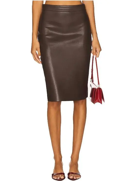Susana Monaco Faux Leather Pencil Skirt - Chocolate