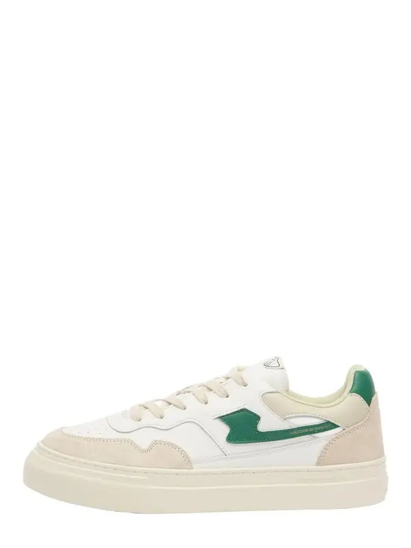 S.W.C STEPNEY WORKERS CLUB Pearl S-strike Leather Sneakers - White/spring Green