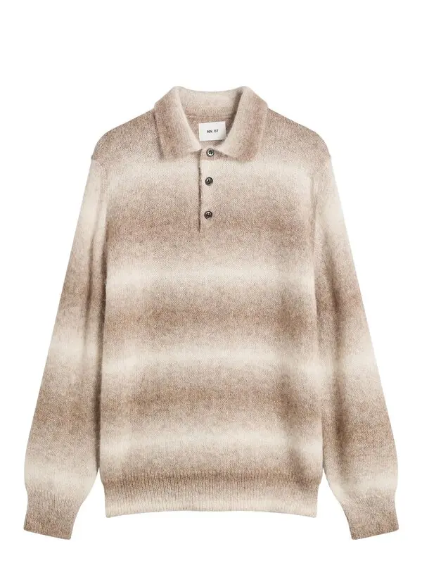 Nn07 Alfie Alpaca Knitted Polo - Light Camel