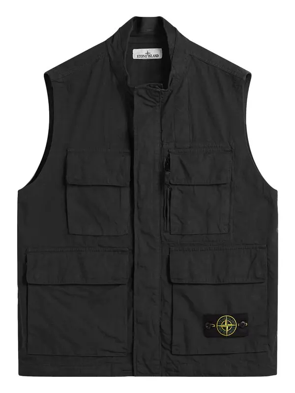 Stone Island Canvas Weave Cotton Vest - Lead Grey