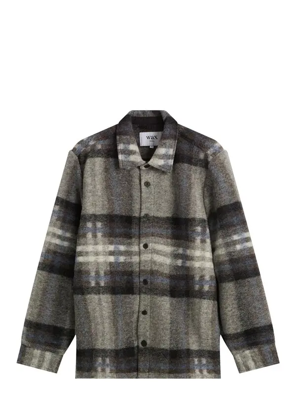 WAX LONDON Nolan Wool Check Overshirt - Grey/blue