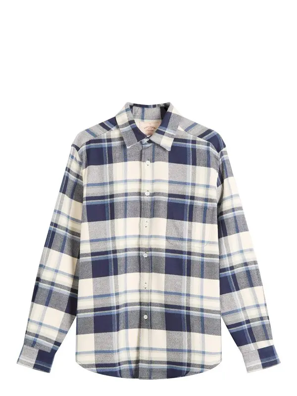 Portuguese Flannel Beck Check Flannel Shirt - Navy/blue/white