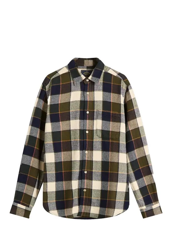 Portuguese Flannel Pine Flannel Check Shirt - Green/navy/white