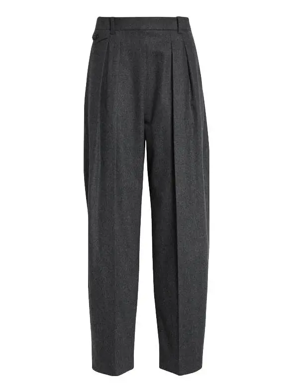 Khaite Dugan Pleated Wool Trousers - Storm