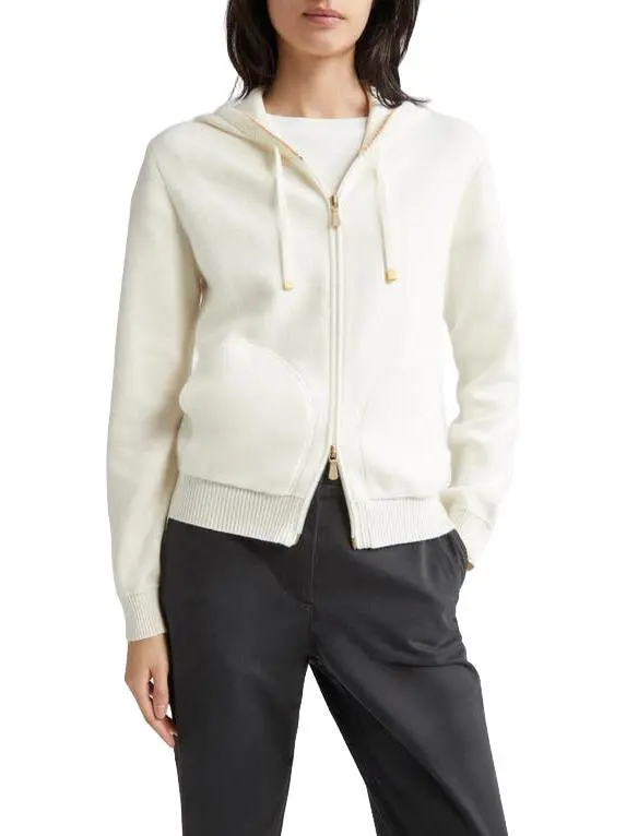 Eleventy Cashmere Blend Zip Hoodie - 150 Cream