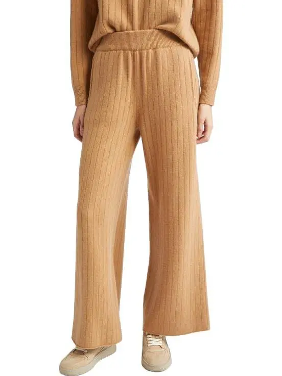 Eleventy Wool And Cashmere Wide-leg Pants - 04 Camel