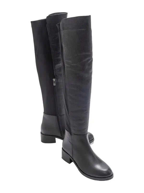 FOREVER & ALWAYS SHOES Leather Knee High Boot - Black Leather