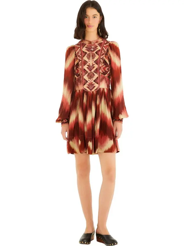 Farm Rio Amanda Stripes Tapestry Quilted Mini Dress - Amanda Stripes Ikat Red