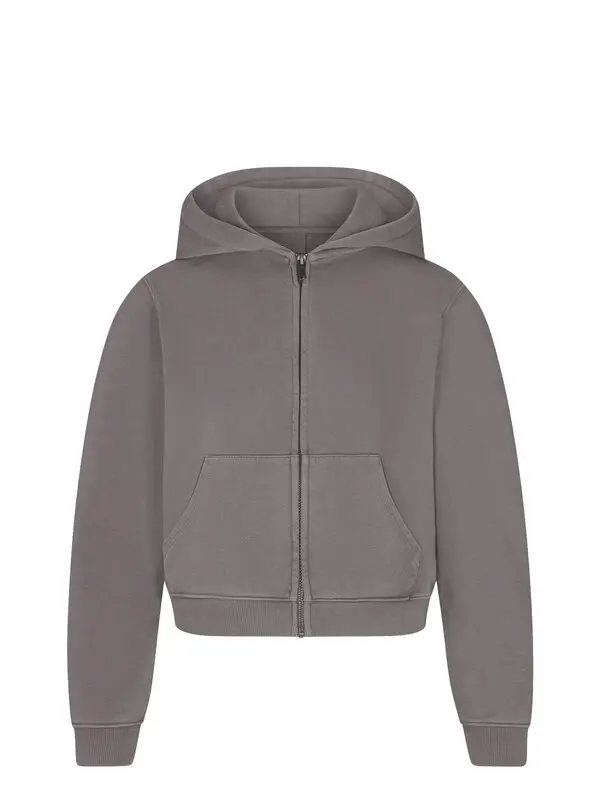 SKIMS Boyfriend Fleece Zip Up Hoodie - Shadow