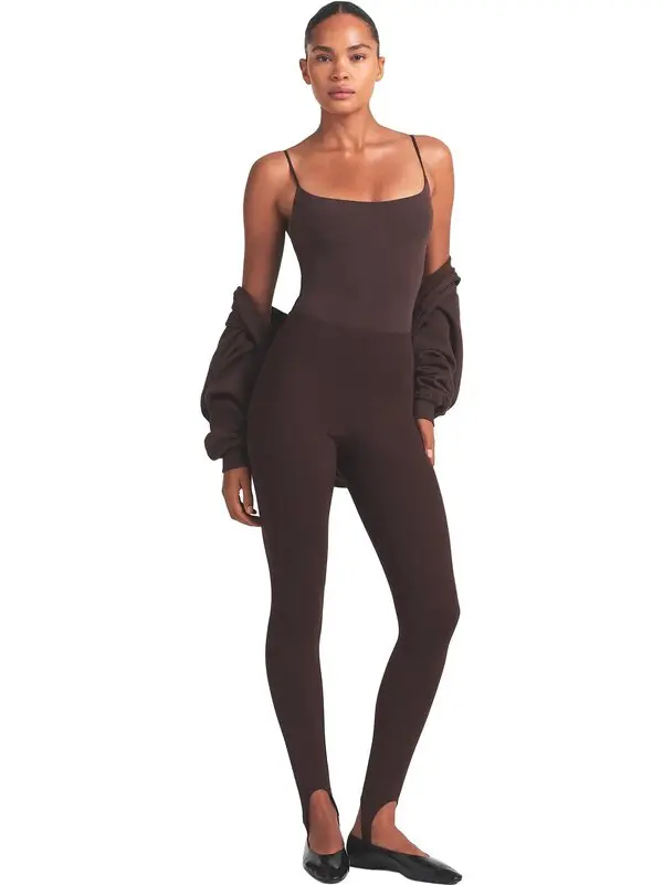 SKIMS The Essential Collection High Waisted Stirrup Legging - Espresso