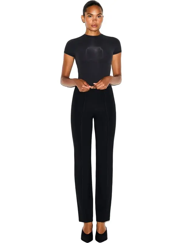 SKIMS High Waisted Pintuck Straight Leg Pants - Obsidian