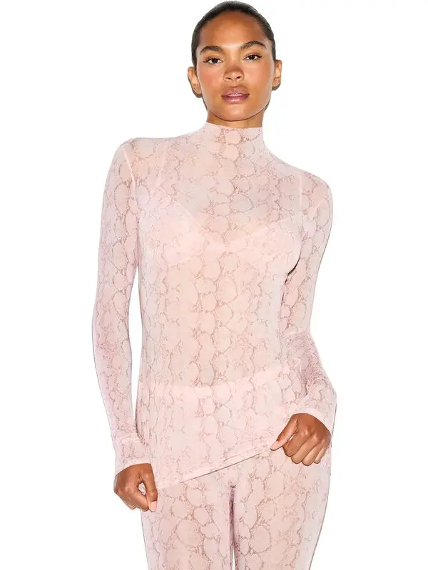 SKIMS Milky Sheer Tunic - Rose Pastel Snake Print