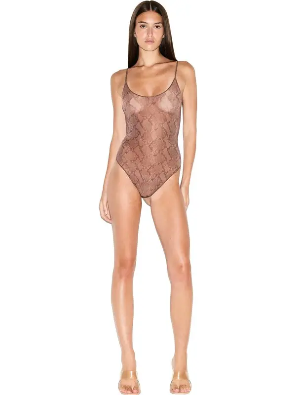 SKIMS Milky Sheer Cami Bodysuit - Jasper Snake Print