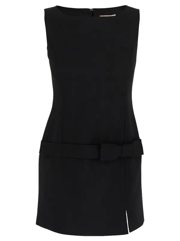 TWINSET Crewneck Mini Dress With Bow - Black