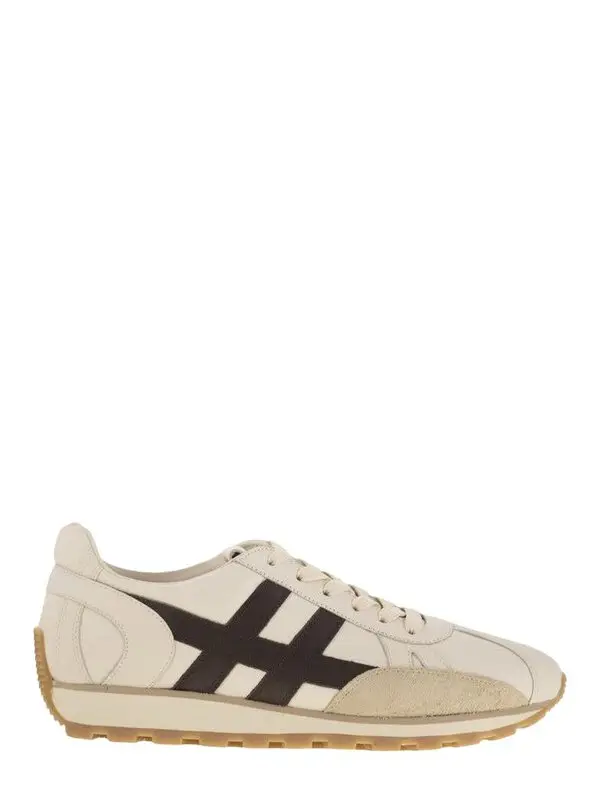 Hogan 86er Leather Trainers - Ivory/brown