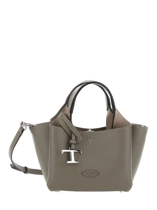 TOD'S Handbag With Removable Shoulder Strap And T Plaque - Grey
