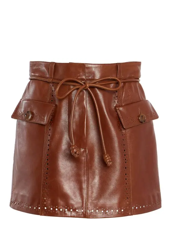 Ulla Johnson Luna Leather Mini Skirt - Brown