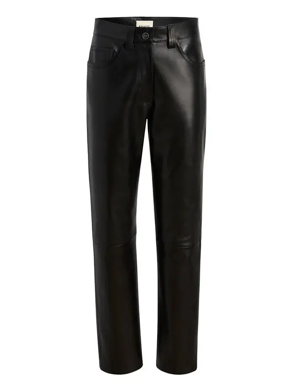 Khaite Callum Leather Straight-leg Pants - Black
