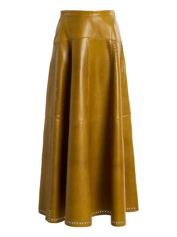 Ulla Johnson Aninda Leather Midi Skirt - Olive