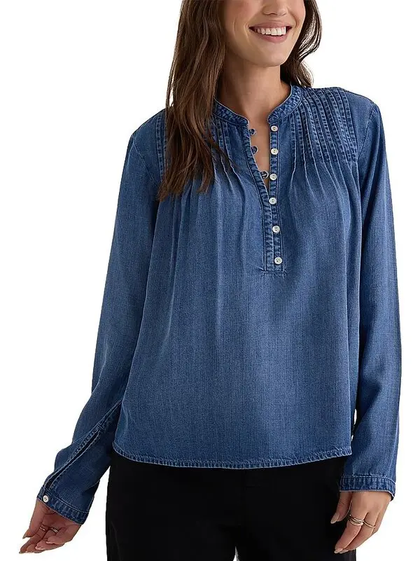 Bella Dahl Long Sleeve Pintuck Blouse - Skyline Spray Wash