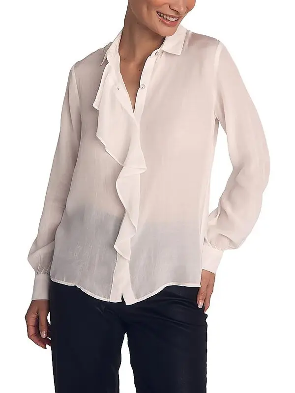 Bella Dahl Ruffle Front Shirt - Sheer Ivory